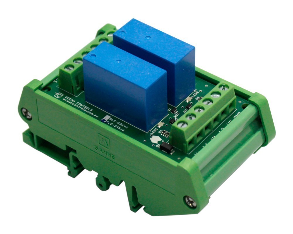 Ocean Controls > Relay Cards > Two 24VDC Relay Card on DIN Rail